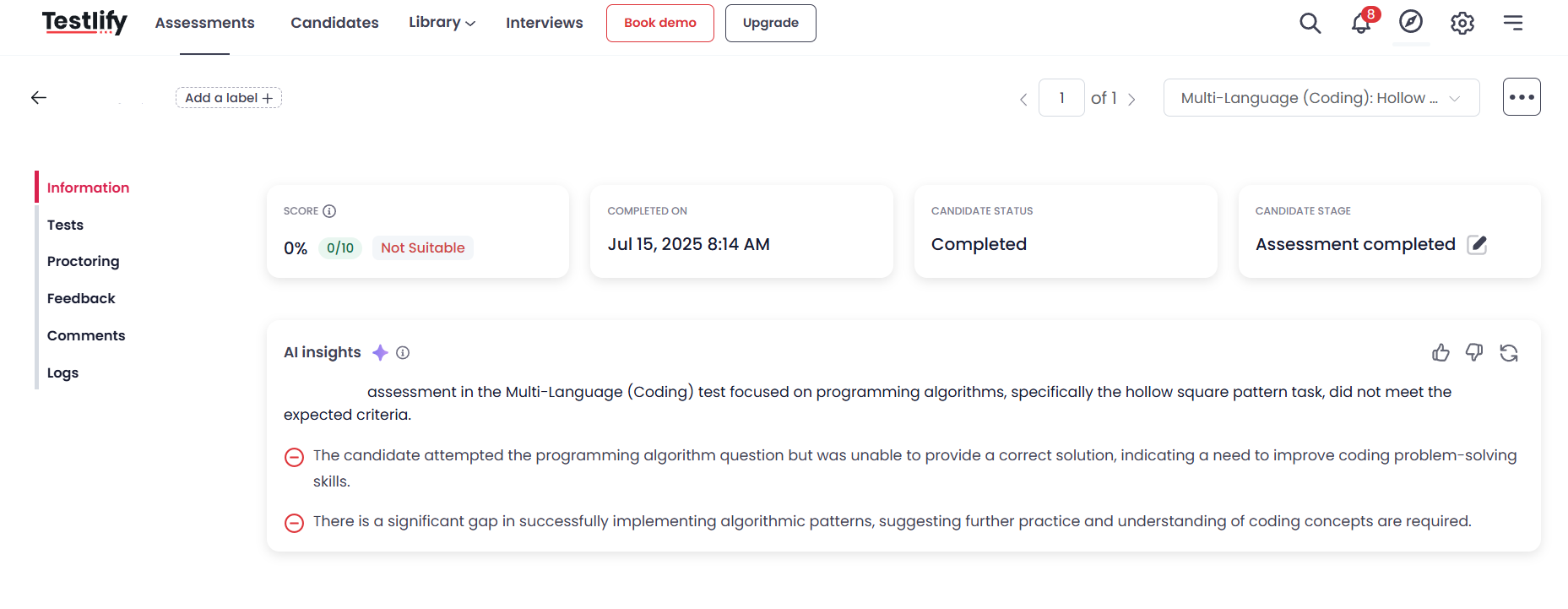 Problem-solving & critical thinking in code proficiency test