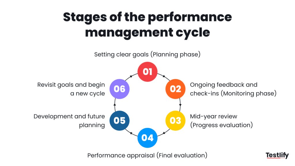 Stages of the performance management cycle - Testlify